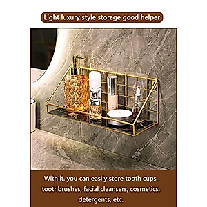 Floating Shelves, Wall Mounted Storage Shelf with Metal Wire, Wall Mounted Metal Wire Floating Shelves, for Bedroom, Bathroom, Living Room, Kitchen