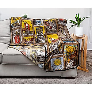 Tarot Card Collage Fleece Throw Blanket | Plush Soft Polyester Cover for Sofa and Bed, Cozy Home Decor, Luxury Room Essentials | Zodiac Astrology Gifts for Adults and Teens | 45 x 60 Inches