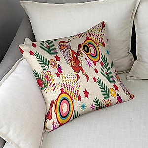 Christmas Santa-rocker Tree Throw Pillow Covers 18×18 Pillowcases Set of 2 Xmas Funny Linen Decorative Square Pillow Case Cushion Covers Standard Size for Sofa Couch Outdoor Bed Pillow Protectors