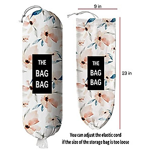 XIKAINUO Retro Flower Kitchen Grocery Storage Bag Holder, Washable Canvas Grocery Shopping Bags, Carrier Plastic Trash Bag Dispenser for Home Kitchen Bathroom Farmhouse Decor Gift