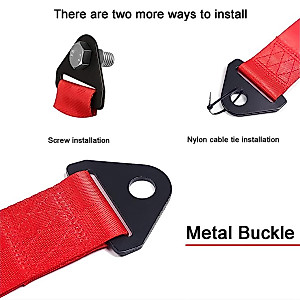 AICEL Car Racing Tow Strap, Nylon High Strength JDM Sports Style Decorative Traction Rope, Chinese Slogan Car Exterior Towing Strap, Universal Tow Hook Ribbon for Rear or Front Bumper (Black)