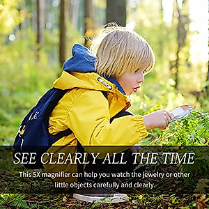 Hanging Magnifier, Portable 5X Magnifier Monocle Lens with Hanging Necklace for Reading Crafts Needlework Jewelry Hobbies(Silver)