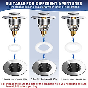 AURUZA 2 Pack Universal Bathroom Sink Stopper, Sink Strainer for 1.1-1.5 Inch Bullet Core Push Type Basin Pop Up Drain Filter,Bathtub Converter with Anti Clogging Filter Basket Hair Catcher