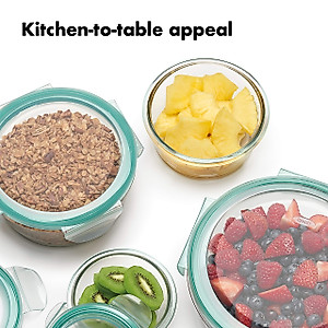 OXO Good Grips 8 Piece Smart Seal Airtight Glass Round Container Set,Blue