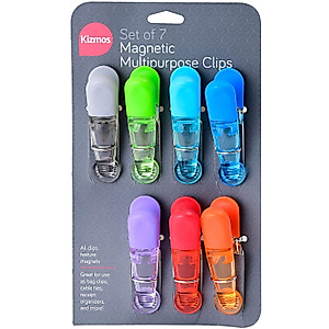 Kizmos Magnetic Multipurpose Bag Clips, Set of 7, Multicolored