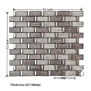 Adedeo Laminated Glass Mosaic Tile Light Brown and Beige 12 x 12 Inch for Kitchen Backsplash Bathroom Wall (5-Pack, 5 sq.ft.)