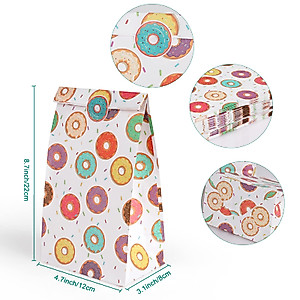 Fowecelt 24 Pack Donut Party Favor Bags, Sweet Doughnut Goodie Candy Treat Bag for kids Birthday Party Baby Shower Decoration Supplies