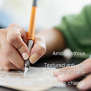 Slice 10589 Craft Knife, Finger-Friendly Edge, Safer Choice, Never Rusts, Lasts 11x Longer Than Metal, Precision Cutting, Never-Lost Safety Cap