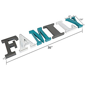 Solution4Patio Wooden Family Decorative Signs with Back Hanging Holes, Freestanding Cutout Words Table Centerpiece, Rustic Letters for Living Room, Home Decor #D303A00