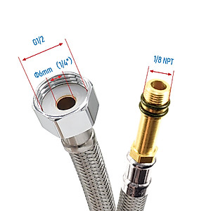 Skweawert 80 In Faucet Supply Lines, 1/4 Female Compression Thread x M10 Male Connector, Braided Stainless Steel Faucet Hose for Kitchen Sink Toilet（2Pack)