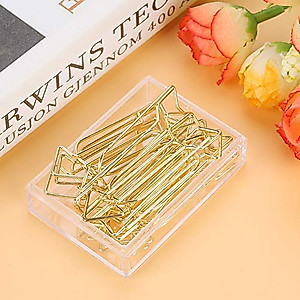 Bookmark Paper Clips, 12Pcs Gold Electroplating Metal Bookmark Clips, Arrow Shaped Funny Stationery Marking Clips for File Clips Bookmarks Photo Letter Holders Use