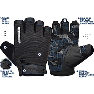 RDX Weight Lifting Gloves, Additional Stretchable Long Wrist Support, Full Palm Grip, Men Women Fitness HIIT Workout, Bodybuilding Powerlifting Strength Training Cycling Exercise Home Gym Equipment