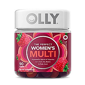 OLLY Women's Multivitamin Gummy, Overall Health and Immune Support, Vitamins A, D, C, E, Biotin, Folic Acid, Adult Chewable Vitamin, Berry, 45 Day Supply - 90 Count (Pack of 1)