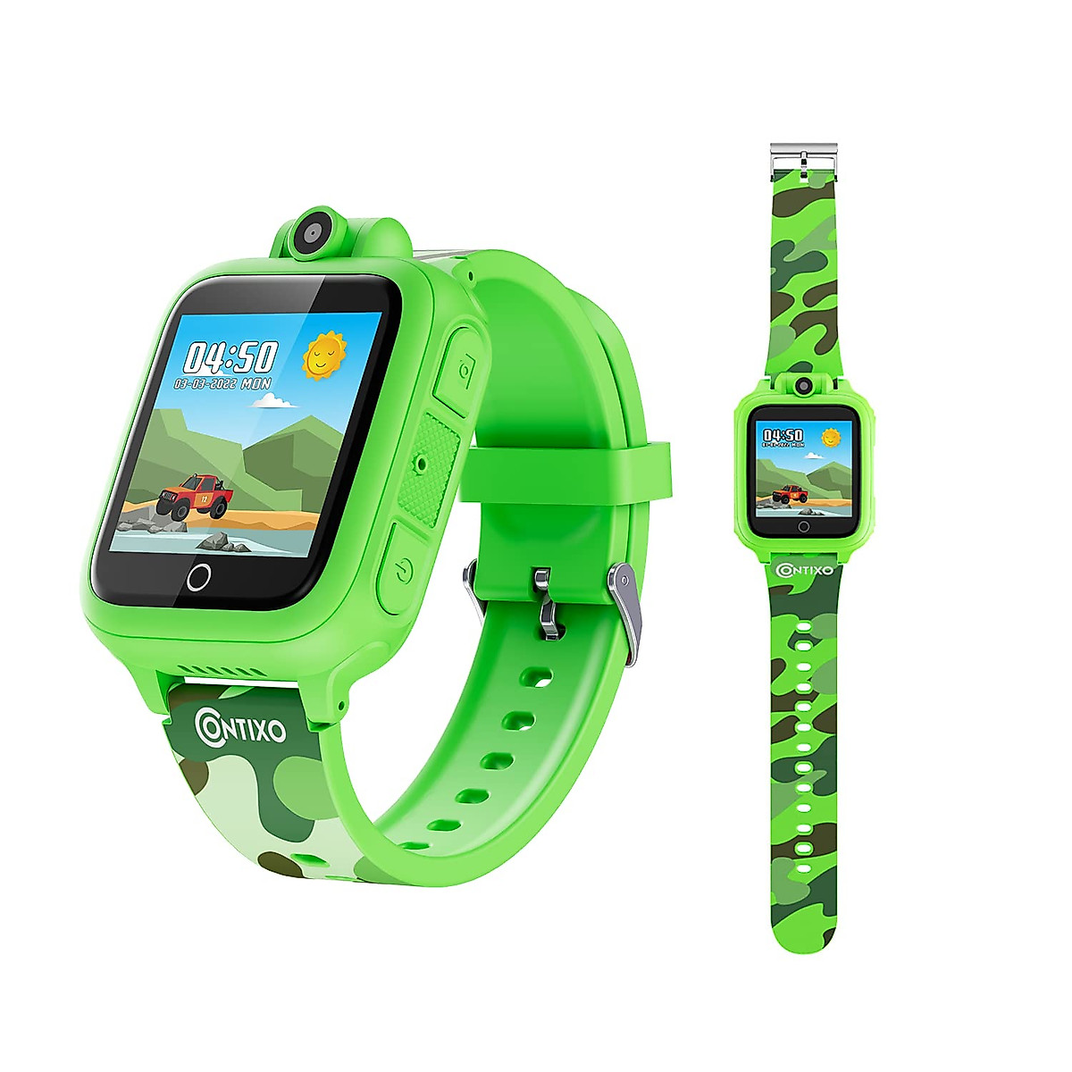 Contixo Kids Tablet, V10 7 Inch Tablet for Kids and Smart Watch Bundle, 2GB 32 GB Toddler Tablet with Bluetooth, with Smart Watch/Touch Screen, Camera, Video and Audio Recording, MP3 Player-Green