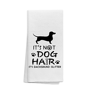 OHSUL It’s Not Dog Hair It’s Dachshund Glitter Absorbent Kitchen Towels Dish Towels Dish Cloth,Funny Dog Hand Towels Tea Towel for Bathroom Kitchen Decor,Dog Lovers Girls Gifts