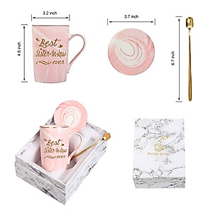 Best Sister In Law Ever Mug Best Sister In Law Ever Gifts from Sister Brother In Law Sister In Law Gifts for Sister In Law from Sister In Law Brother In Law 14 Ounce Pink with Gift Box Spoon Coaster