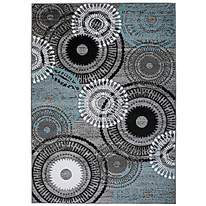 Rugshop Contemporary Circles Area Rug 6' 6" X 9' Blue