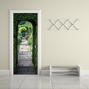 Modern Art GreenDoor 3D Door Sticker, Peel and Stick Removable Vinyl Door Decals for Home Decor, 30.3x78.7(77x200cm), 2 Pcs Set