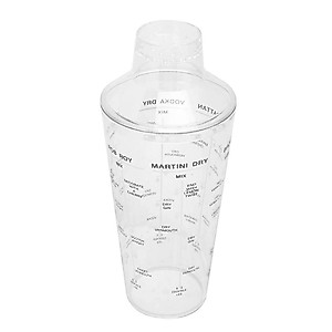 24 oz Recipe Cocktail Shaker Plastic 3-Piece Drink Shaker Boston Shaker with Lid Strainer Measuring professional Cocktail Shaker for Boba Tea Shaker Bartender Kit
