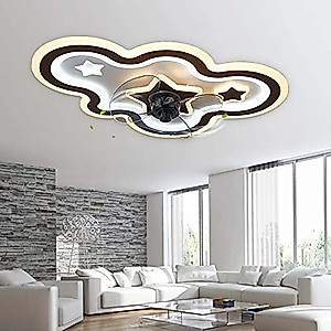 HYDL Modern Ceiling Fans with Lights, Flush Mount Ceiling Fan with Remote, Timing Function Luxury Fan, for Kids Room/Bedroom/Living Room, 64CM