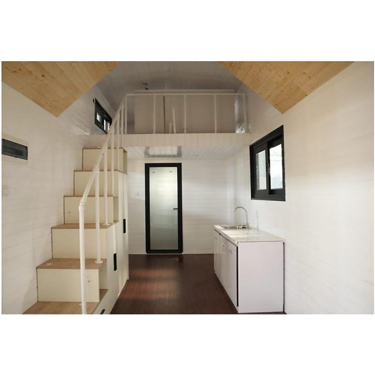 Generic Aluminum Tiny Movable Prefabricated Insulated House with 1 Bathroom, 1-3 bedrooms & 1 Kitchen- Tiny loft House, Mini Caravan,Travel Camper Trailer for Family, Customized