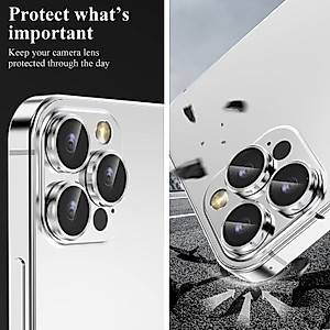 YWXTW Designed for iPhone 14 Pro Max Camera Lens Protector, for iPhone 14 Pro Camera Lens Protector, Individual Metal Anti Scratch HD Clear Case Friendly Tempered Glass Camera Cover, 1 Set (Silver)