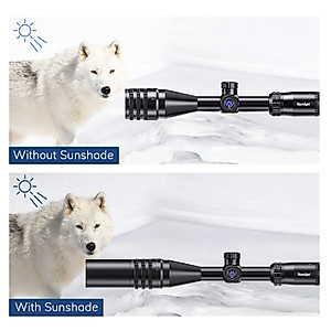 BESTSIGHT 4-16x44 Rifle Scope,Long Range Scope,Second Focal Plane Scope,5-Level Red Green Illuminated Reticle and Side Focus Dial and Locking Turret Sunshade,Fully Multi-Coat HD Lenses