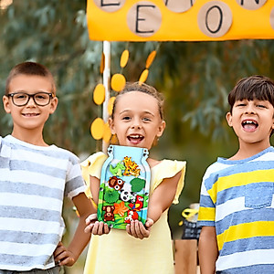 Treela Jungle Animal Reward Mason Jar for Kids Bulletin Board Reward Chart Set Sweet Toddlers Potty Training Jar Behavior Chart for Classroom Decor Responsibility Management Tool (7.87x4.72 Inch)