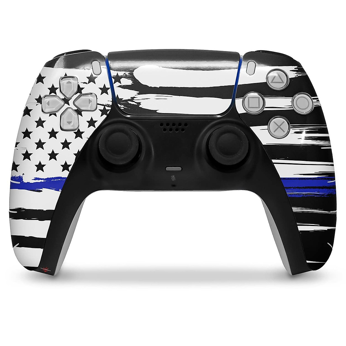 WraptorSkinz Skin Wrap compatible with Sony PS5 DualSense Controller Brushed USA American Flag Blue Line (CONTROLLER NOT INCLUDED)