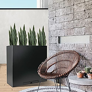 Worth Garden 3ft Artificial Snake Plant Fake Sansevieria Indoor Outdoor, 28 Thick Leaves Lifelike Faux Silk Plant, Home Decor Mother in Law Tongue Plant 35in, Black Pot & 20g Dry Moss Included, Green