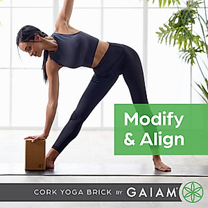 Gaiam Cork Yoga Block – 4x6x9 Inch, Natural Cork Block for Yoga, Pilates, Stretching, Balance, Gym, Home Workout, Meditation, Non-Slip, High-Density, Rounded Edges for Enhanced Poses and Flexibility