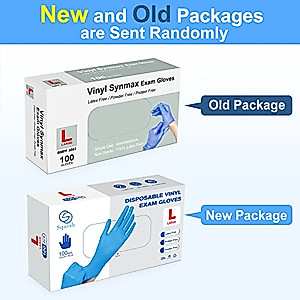 squish Disposable Gloves, 100Pcs Blue Vinyl Blend Exam Gloves Non Sterile, Powder Free, Latex Free - Cleaning Supplies, Kitchen and Food Safe(Pack of 100) (Blue Large)