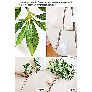 Forlaoers 4pcs Nearly Natural Artificial Plants Fake Green Flowers Leaves Olive Twigs Willow Branches for Tall Vases Home Decor Indoor Living Room Desk Wedding Greenery Stems for Centerpieces