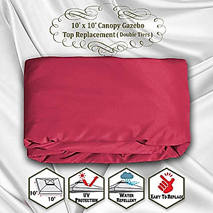 BenefitUSA Canopy ONLY 10'X10' Replacement Gazebo Canopy top Patio Pavilion Cover Sunshade plyester Double Tiers-Burgundy