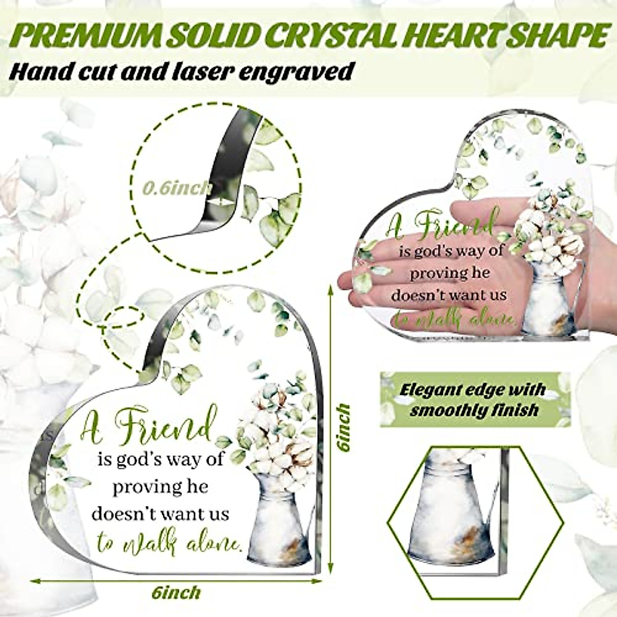 Christian Gifts for Friends Women Religious Gifts Birthday Friendship Gifts for Friend Inspirational Friend Gifts for Women Friend Glass Crystal Table Centerpieces Decor (Kapok Style)