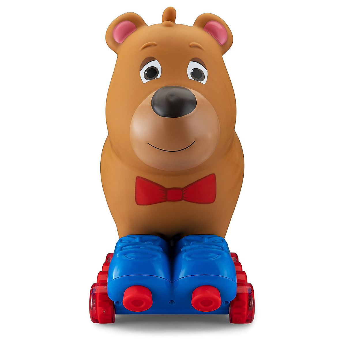 Kid Trax Silly Skaters Bear Toddler Foot to Floor Ride On Toy, Kids 1-3 Years Old, Soft and Inflatable, Single Rider, Light Up LED Rollerskates, Brown