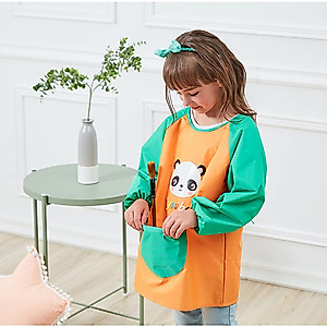 Kids Art Smocks,Long Sleeve Children Smock,Waterproof Anti-oil Kids Apron,With Pockets Art Smock and Apron for Kids.for Age 5-12 Years. Green