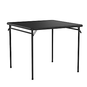 COSCO 34" Square Vinyl Top Folding Card Table, Black