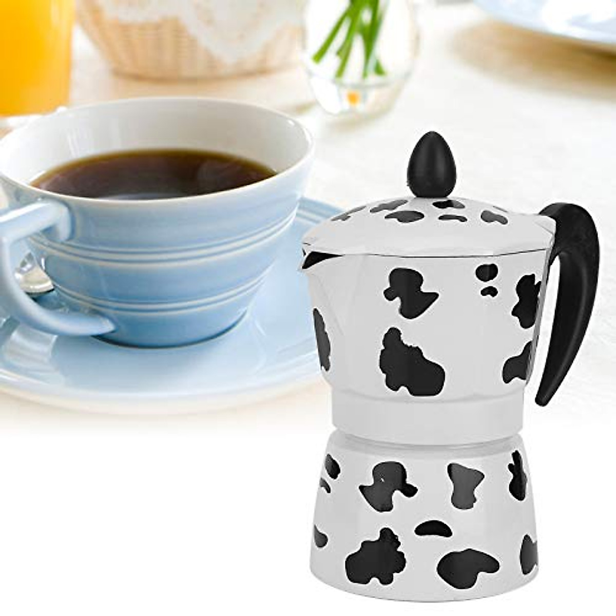 Dpofirs Aluminium Coffee Pot - Coffee Maker - Milk Cow Color Moka Pot - for Home,Office Coffee(3 cups milk cow color 150ML)