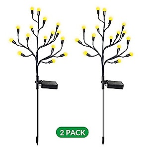 JUHUAMM Solar Tree Branch Light, Solar Christmas Light, Solar Garden Light, Decorative Solar Garden Light, Outdoor Waterproof Firefly Light, for Garden Landscape Decoration (2 Pieces)