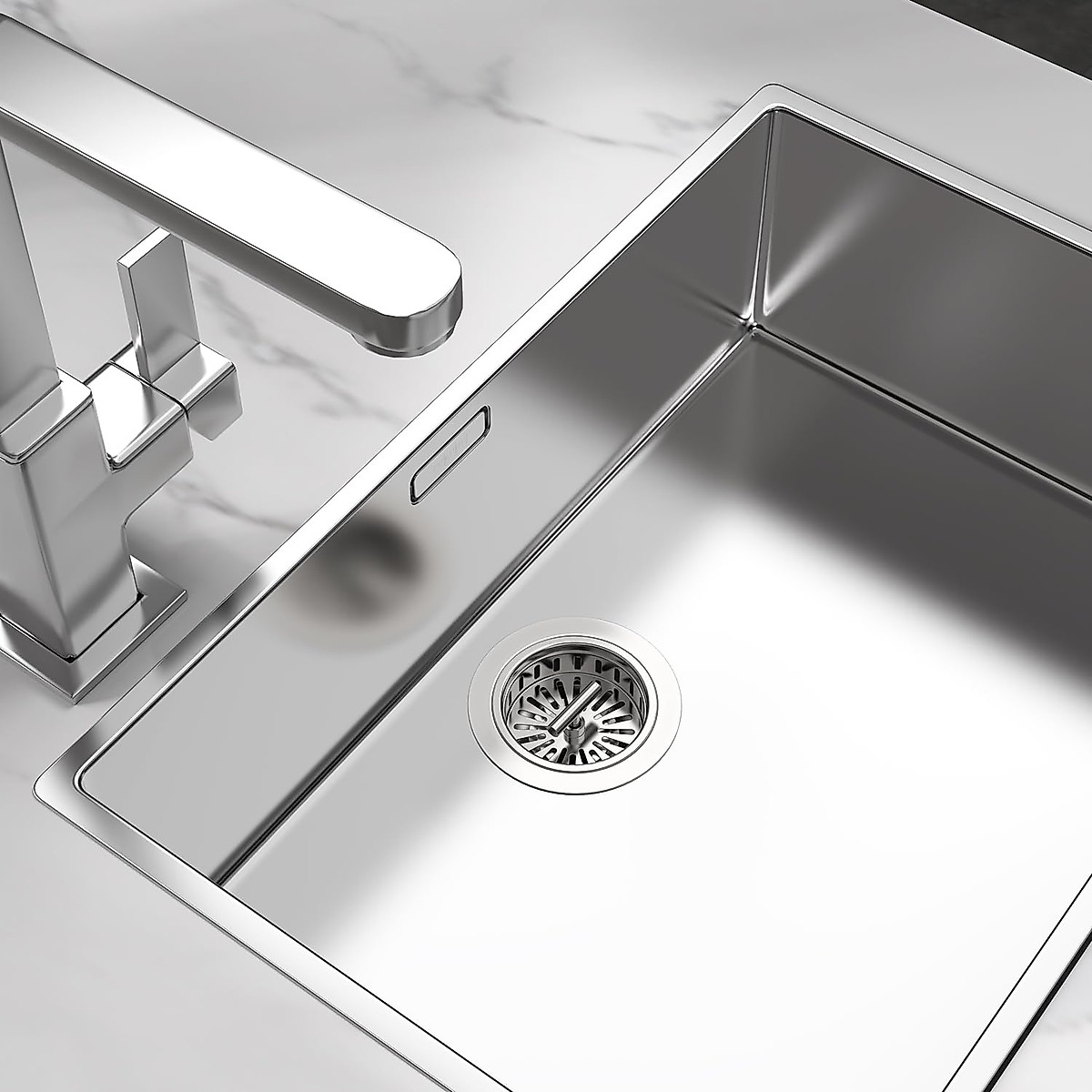 KONE Kitchen Sink Stopper Strainer Replacement for Standard 3-1/2 Inch Spin and Seal Drains with Threaded Stopper Function, Stainless Steel Sink Strainer, Twist Lock Basket Strainer Replacement