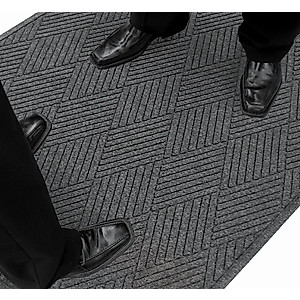 Guardian Floor Protection EGDFB030504 EcoGuard Diamond Indoor Wiper Floor Mat, Recycled Plactic and Rubber, 3" Length, 5' Width, Charcoal Black