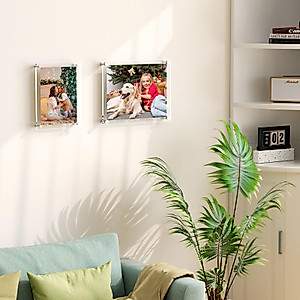 AITEE 11x14 Acrylic Picture Frames 4 Pack, Clear Picture Frames for Wall, Modern Frameless picture Frames Lucite Transparent Square Cubes Floating Hanging Photo Frame Gift for Home Office Display