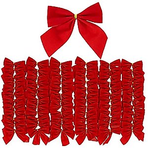 Iconikal Mini Small Velvet Bows, Red, 3.5 x 3.5-Inch, 72-Pack