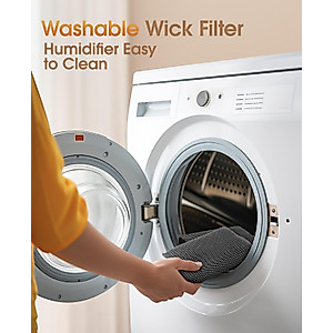 Reuseable Wick Evaporative Humidifier for Bedroom Quiet Healthy Baby Humidifier, No White Dust, Evaporative Humidifier Large Room 800ml/h 3 Speeds, 2 Gal, Timing, Auto Shut off