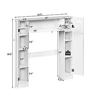 Bathroom Organizer Over The Toilet Storage Cabinet Bathroom Shelf Space Saver with Paper Holder and Adjustable Shelves, Freestanding Wooden Bathroom Storage Cabinet Over Toilet Rack, White