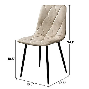SunsGrove Set of 4 Retro Kitchen Dining Chairs with Upholstered Cushion and High Backrest, Matte Faux Leather Suede Chairs for Dining Room, Living Room, Bedroom Side Chairs (Beige)