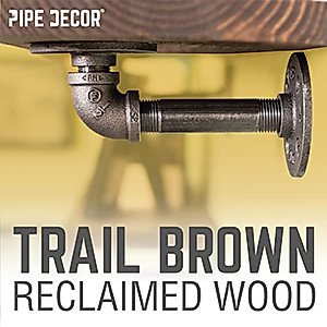 PIPE DECOR Restore Solid Wood Floating Shelves, 36 Inch Length Set of 2 Premium Rustic Pine Boards for Bedroom, Living Room, Kitchen and More, Trail Brown Finish