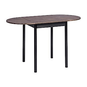 Polibi 45.3" L Oval Drop Leaf Extendable Dining Table, Walnut