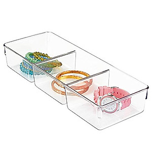 InterDesign Linus Dresser and Vanity Drawer Organizer, 13-inch by 5-inch by 2.25-inch, Clear
